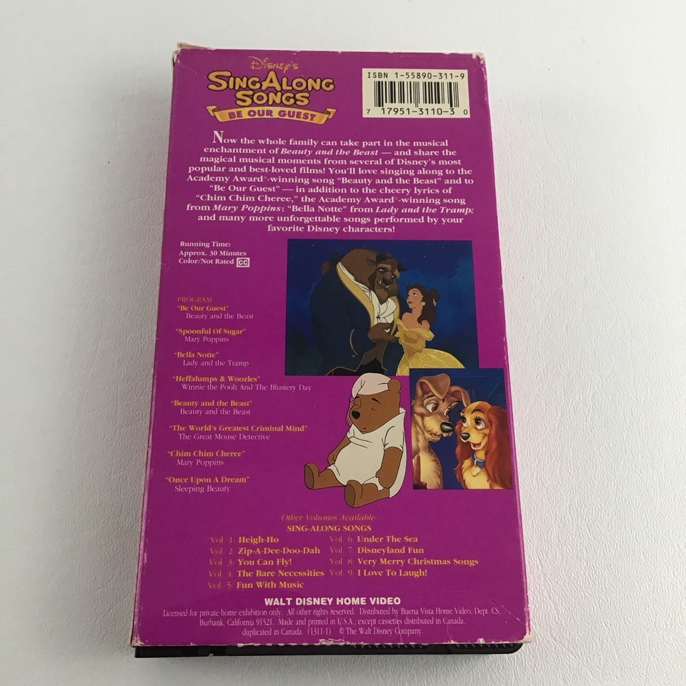 Disney Sing Along Songs Be Our Guest VHS Tape Beauty And The Beast ...