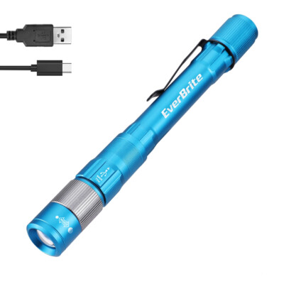 EverBrite Pen Light Rechargeable LED Pen Flashlight 300LM Zoomable w ...
