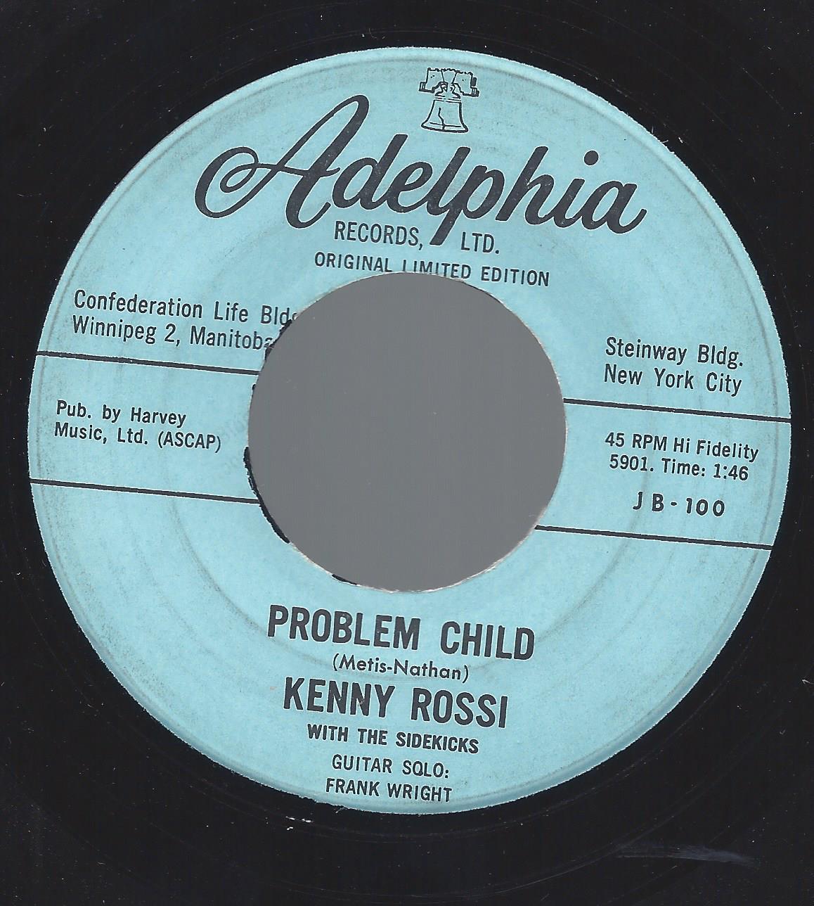 KENNY ROSSI-ADELPHIA RECORDS- ROCK AWAY THE TEARDROPS/PROBLEM CHILD DOO ...