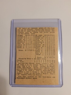 Cubs Cardinals Ap27 1912 Box Score Vic Willis Rebel Oakes Rube Ellis | eBay