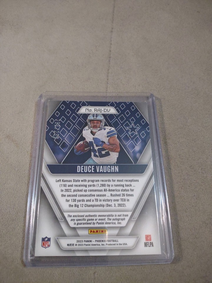 2023 Phoenix Deuce Vaughn Rookie Jersey PATCH Autograph AUTO Cowboys ...