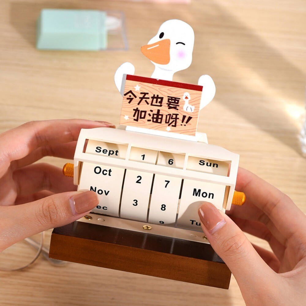 Rotary Perpetual Calendar Wooden Base Desk Calendar Wheeling Calendar ...