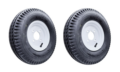 WHITE 4.80/4.00-8 400x8 Car Trailer Wheels & Tyres 4 Ply 8" Rim 4" PCD ...