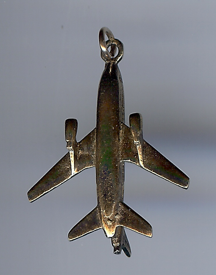 LARGE VINTAGE DIMENSIONAL STERLING SILVER PASSENGER JET AIRPLANE CHARM ...