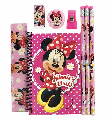 Disney Minnie Mouse Light Pink Stationary Set Pencils Ruler Eraser 8pc ...