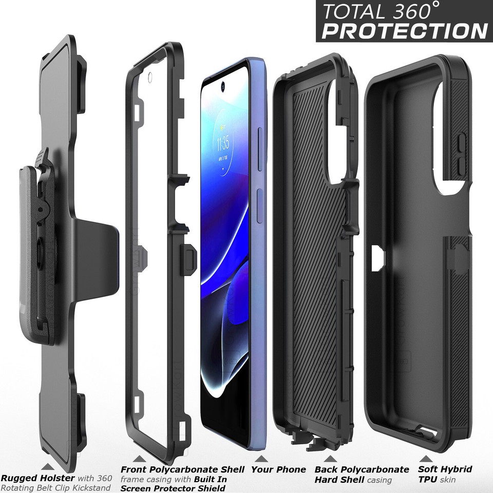 Rugged ShockProof Armor Hybrid Phone Case Cover Belt Clip Stand Screen ...