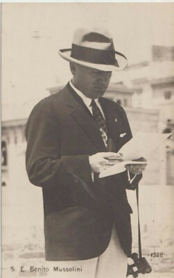 1937 ITALY MUSSOLINI WITH MARINA BINOCULAR PORT IN CIVIL DRESS AND HAIR ...