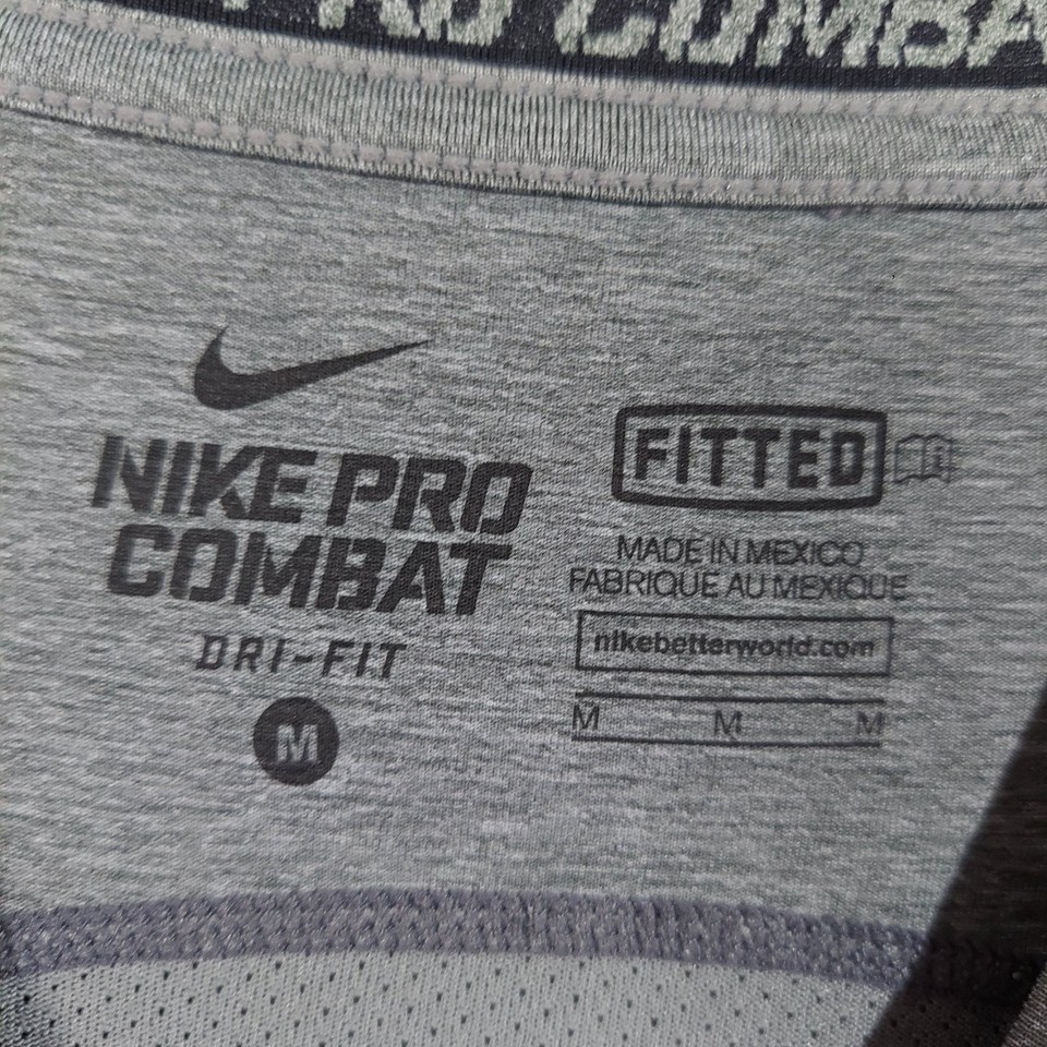 Nike Pro Combat Dri-Fit Fitted Shirt Mens Medium Gray Long Sleeve ...