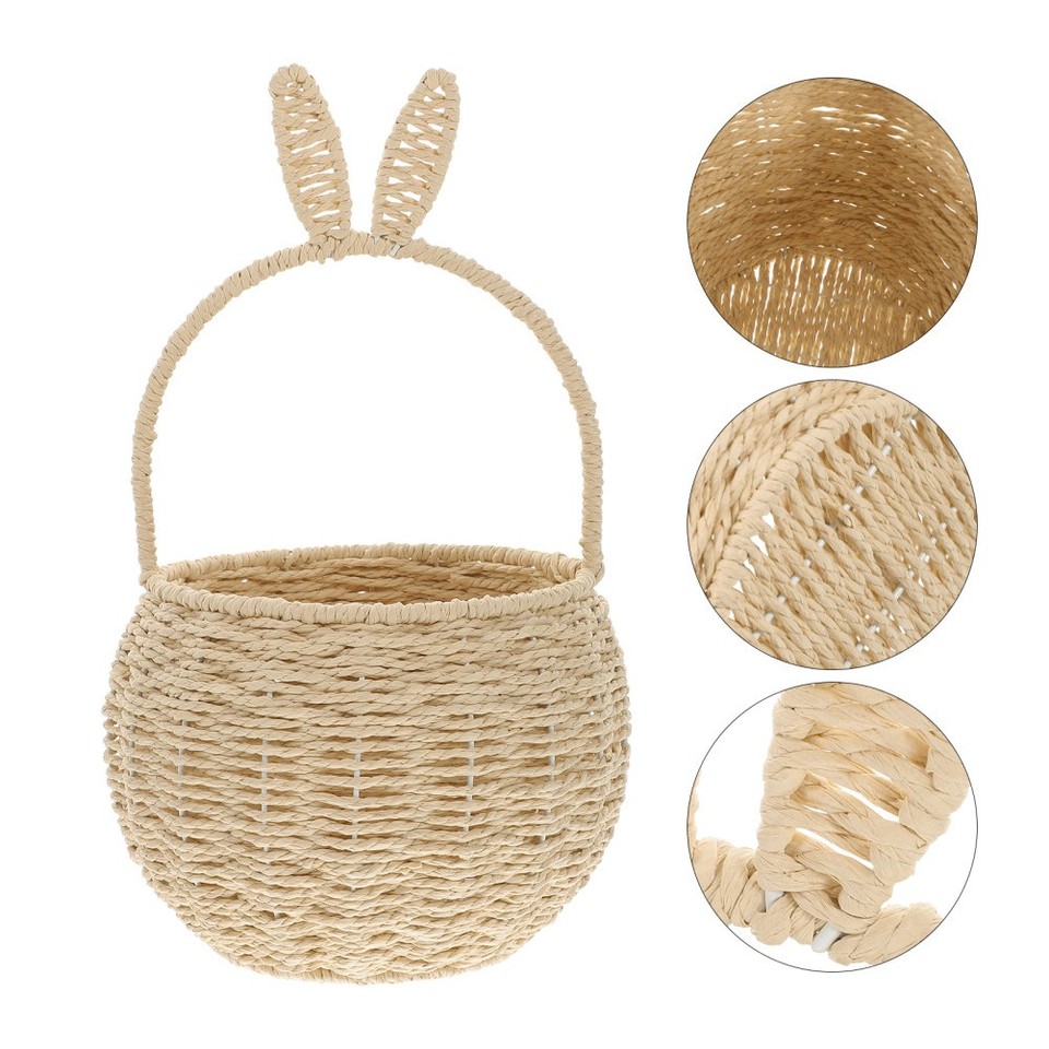 Sundries Basket Decorative Storage Holder with Handles Bunny Shaped ...