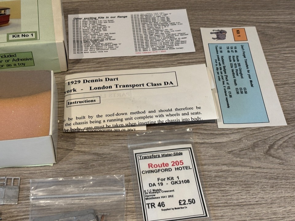 RTC Models Kit No 1 1929 Dennis Dart White Metal 4mm 00 Scale Vintage ...