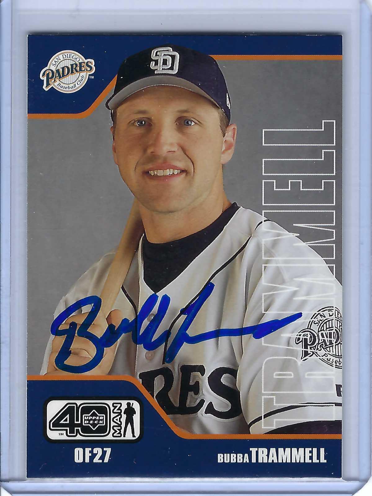 SAN DIEGO PADRES BUBBA TRAMMELL 2002 UPPER DECK 40 MAN CARD # 856 AUTO ...