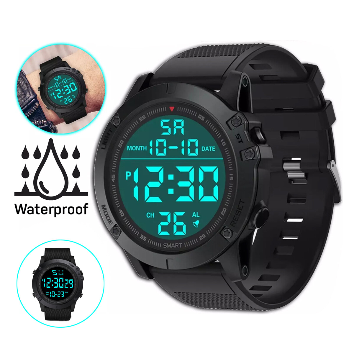 Men's Waterproof Military Tactical LED Digital Sports Watch Backlight ...
