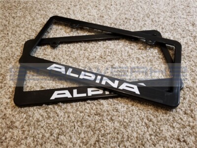 BMW Alpina License Plate Frame Pair | Universal Fitment | Black | Rear ...