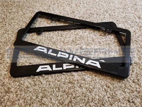 BMW Alpina License Plate Frame Pair | Universal Fitment | Black | Rear ...