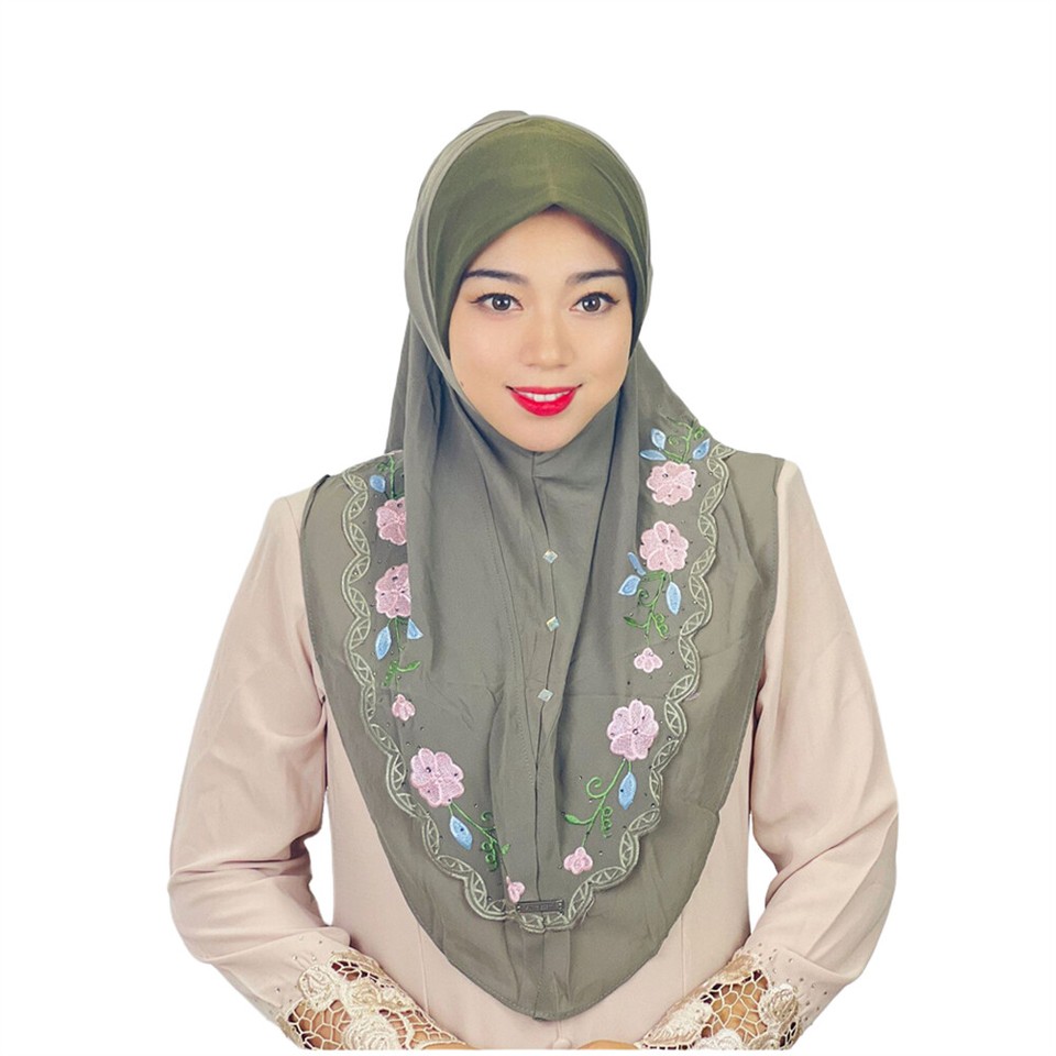 Muslim Instant Hijab Women Prayer Burqa Amira Shawls Embroidery ...