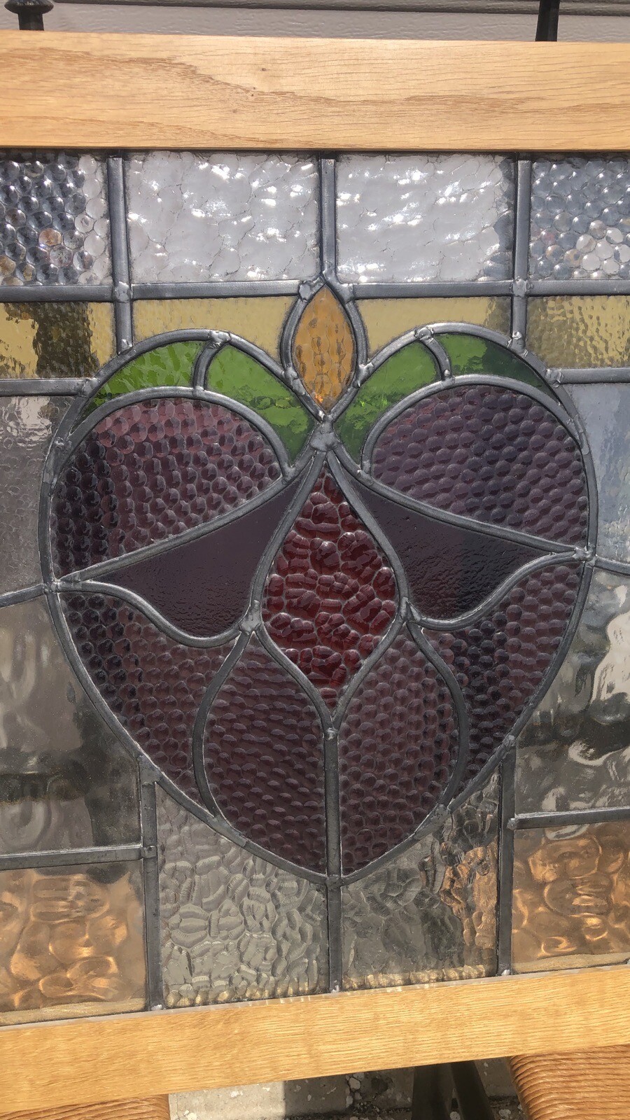 Antique Vintage 37x23 Stained Glass Heart Window Custom Tempered Glass ...