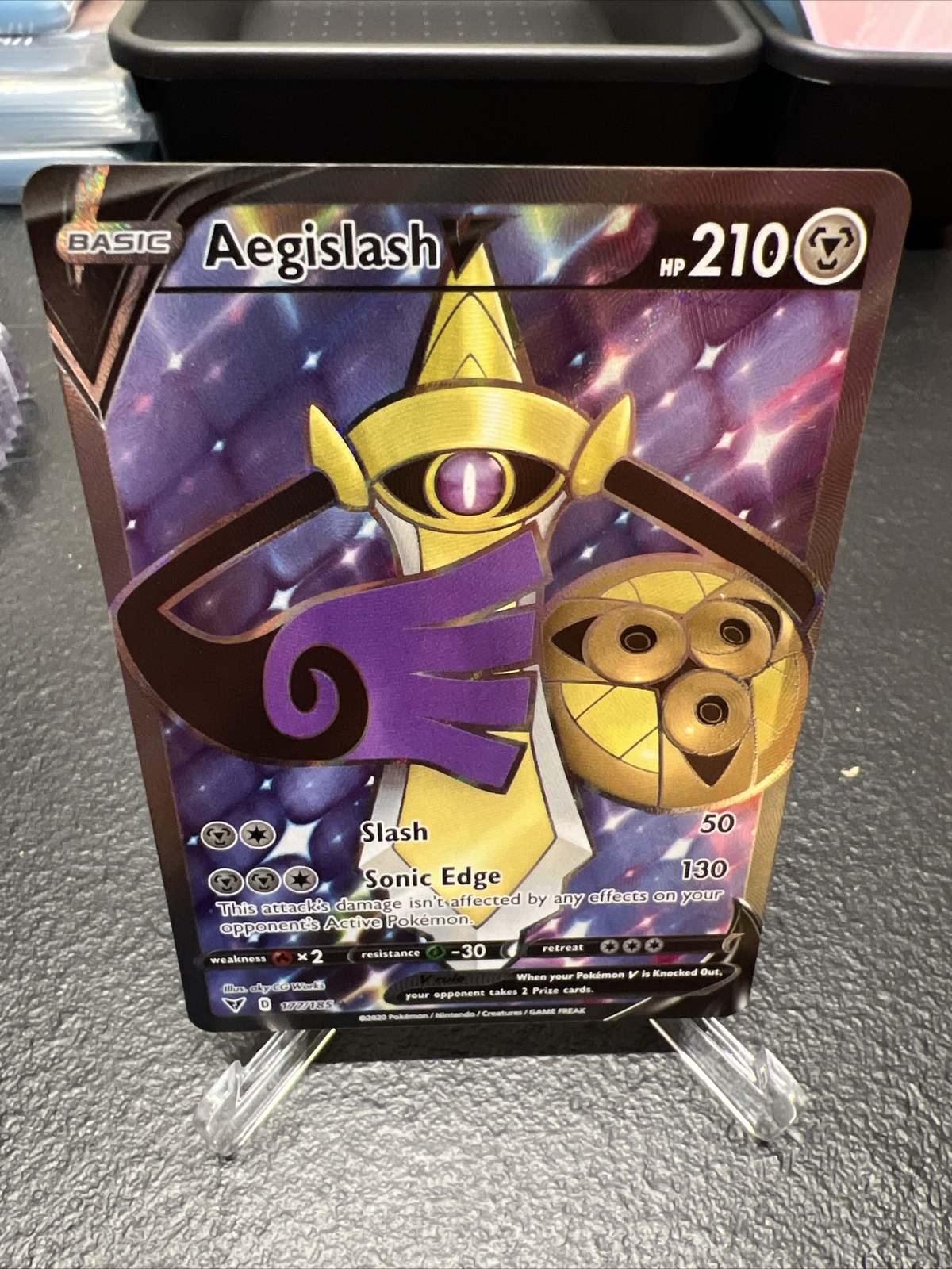 Aegislash V 177/185 Full Art Holo Ultra Rare SWSH Vivid Voltage Pokemon ...