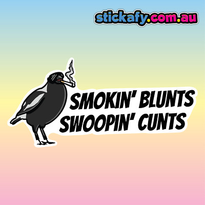 Magpie Smoke Blunts Swoop Sticker | Vinyl Car Decal Funny Aussie Meme ...