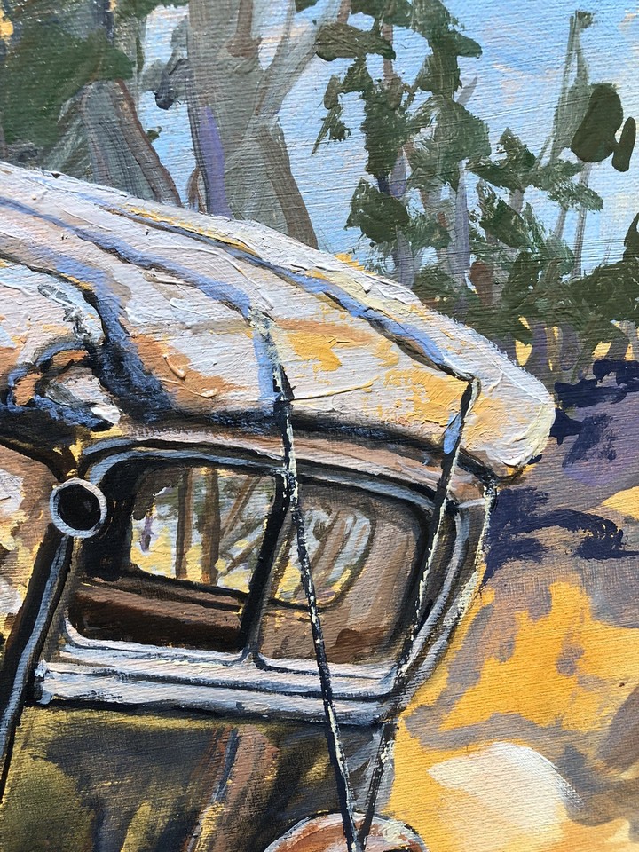 Oil Painting Old Traveling Car-Framed Art-D. Schaefer | eBay