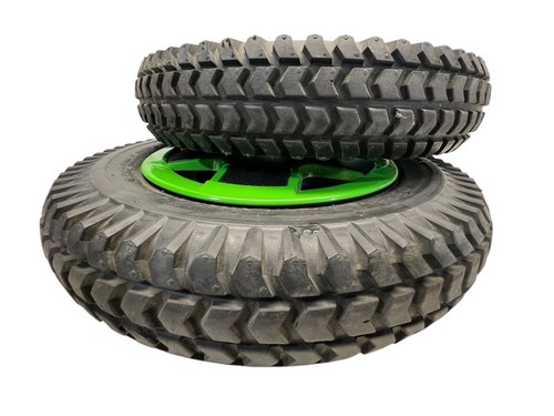 PAIR Invacare TDX SP2 Drive Wheels Tires FLAT FREE 3.00-8 14" Lime ...