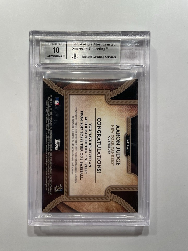 2017 TOPPS TIER ONE - AARON JUDGE - ROOKIE AUTO PATCH /100 - RARE - BGS ...