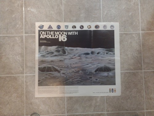 Vintage Apollo 16 Man on the Moon Poster By TANG RARE! NASA Space Race ...