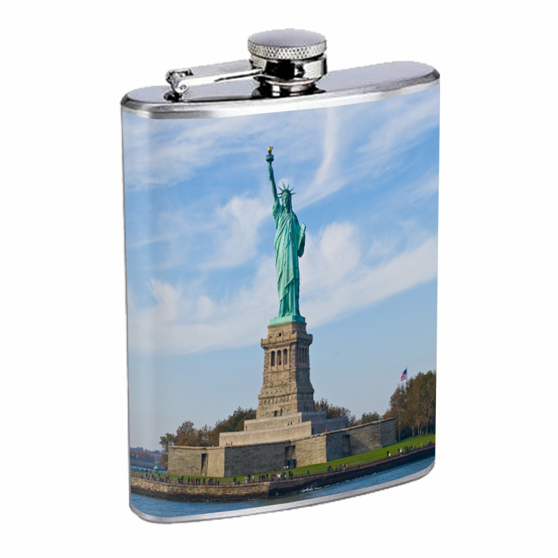 Famous Landmarks D9 Flask 8oz Stainless Steel Hip Drinking Statue of ...