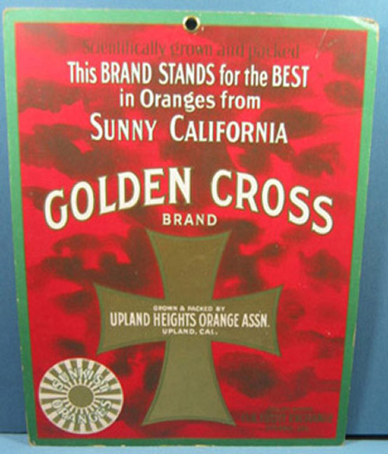 AUTHENTIC OLD SUNKIST ORANGES CARDBOARD SIGN GOLDEN CROSS BRAND ...