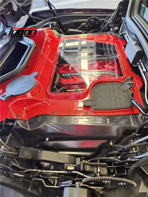Red Carbon Clear Engine Bay Cover For Corvette C8 Z06 Stingray HTC ...