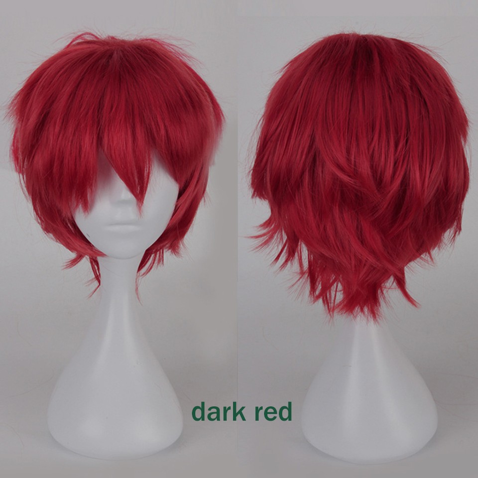 Unisex Anime Short Wig Straight Hair Cosplay Costume Party Heat ...