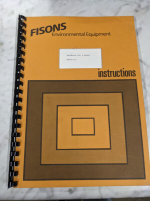 FISONS ENVIRONMENTAL EQUIPMENT OPERATOR SERVICE HANDBOOK MANUAL BR185 ...