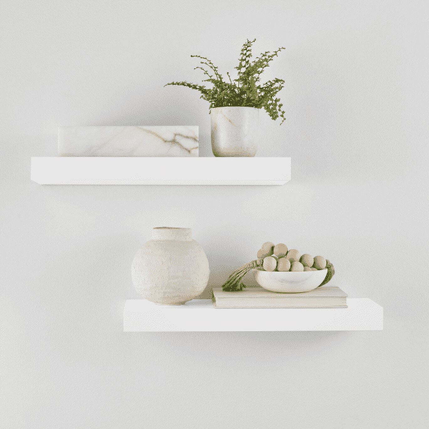 Mainstays White 16.5" Wood Floating Shelves, Set of 2 | eBay