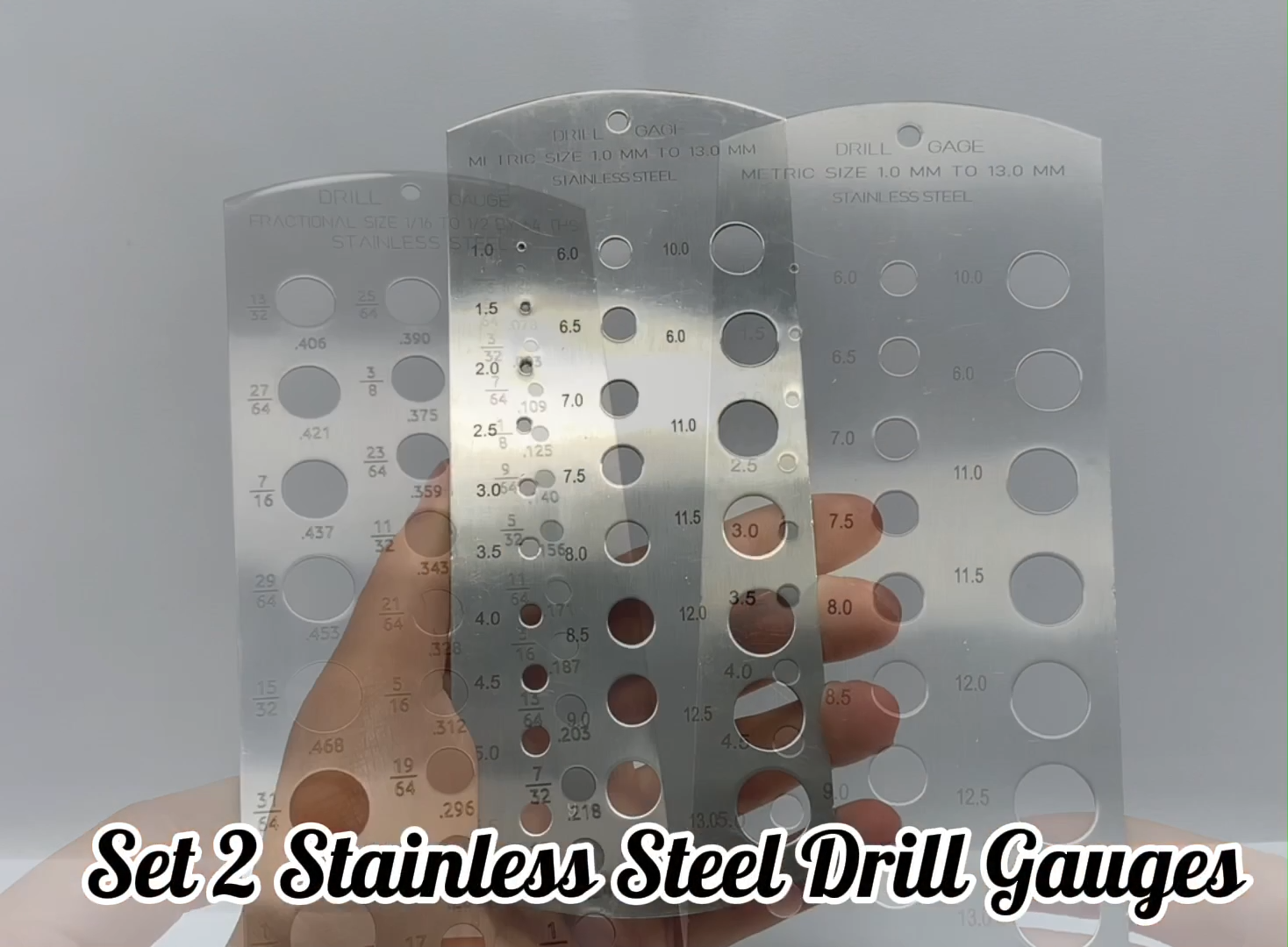 Drill Bit Gauge metric Imperial 1/16 -1/2" & 1-13mm set of 2 stainless ...