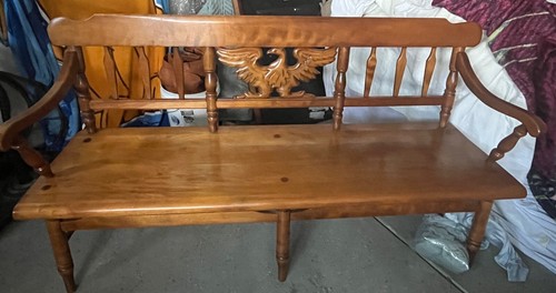 Vintage Cushman Maple Wood Carved Eagle Back Colonial Settee Deacons Bench | eBay