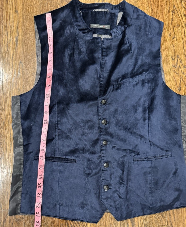 John Varvatos Dark Blue Velvet Vest- Size 42 | eBay