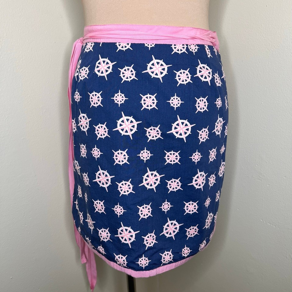 Vineyard Vines Wrap Skirt Womens 6 Blue Pink Compass Print Mini ...