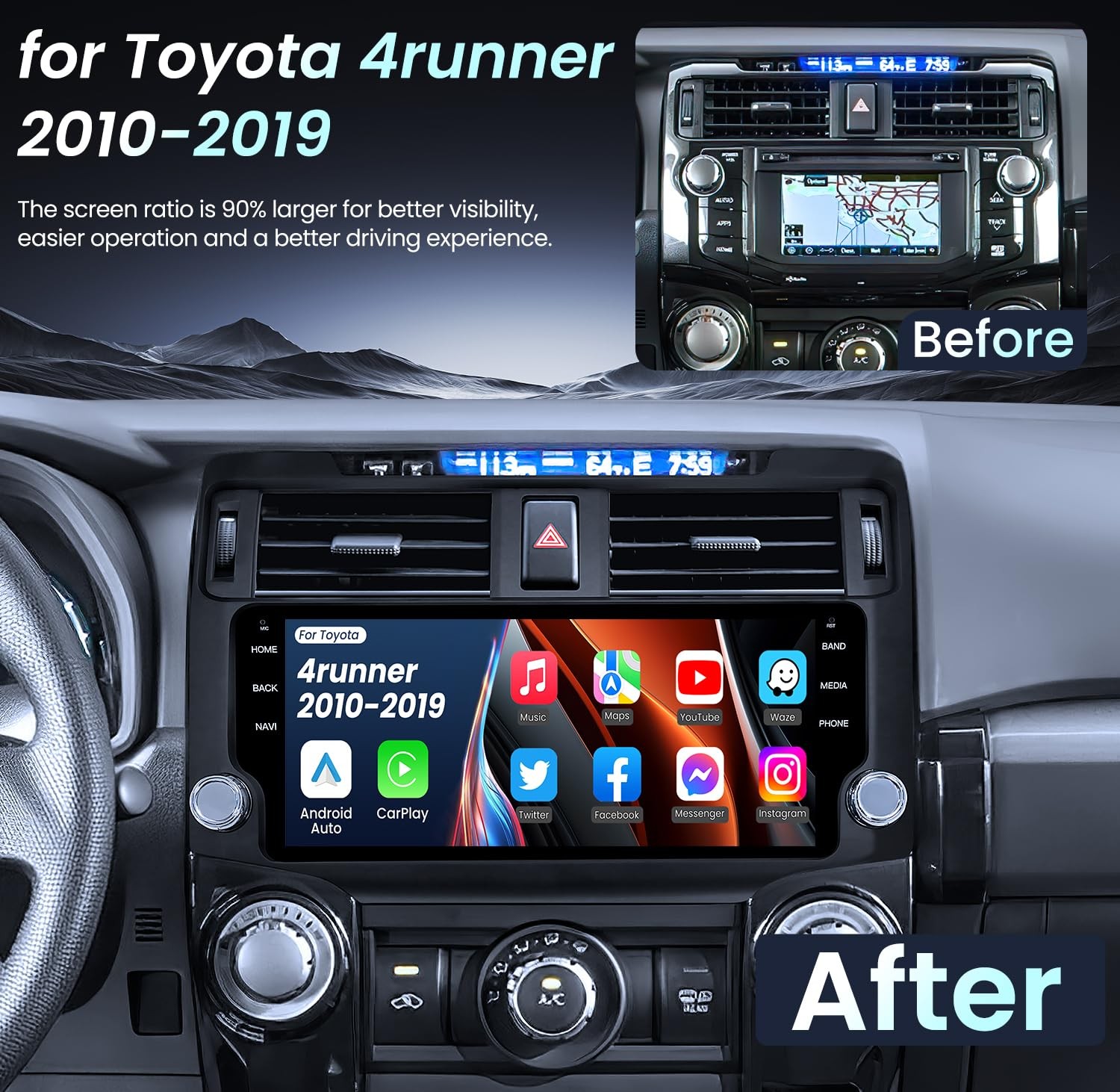 10.33'' Car Stereo Radio Android13 Carplay GPS For Toyota 4runner 2010 ...