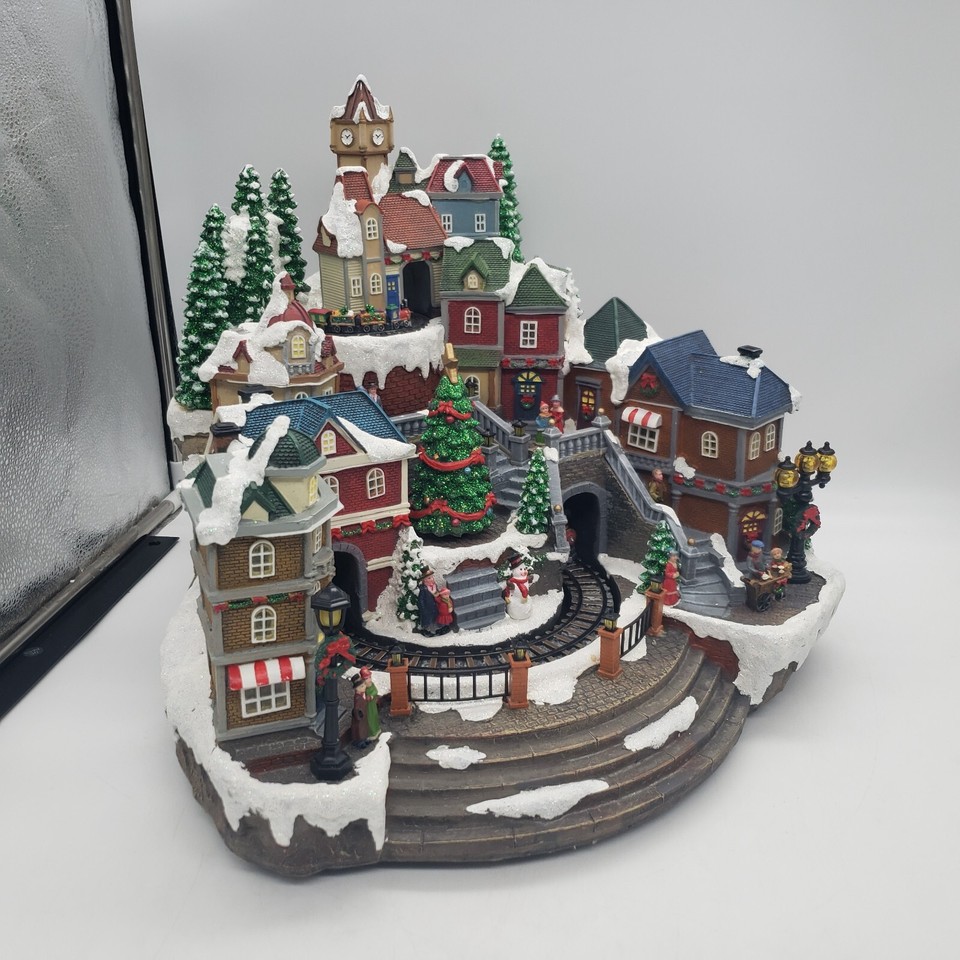 Christmas Village Centerpiece Decor, Tiered Village Town Center, with ...