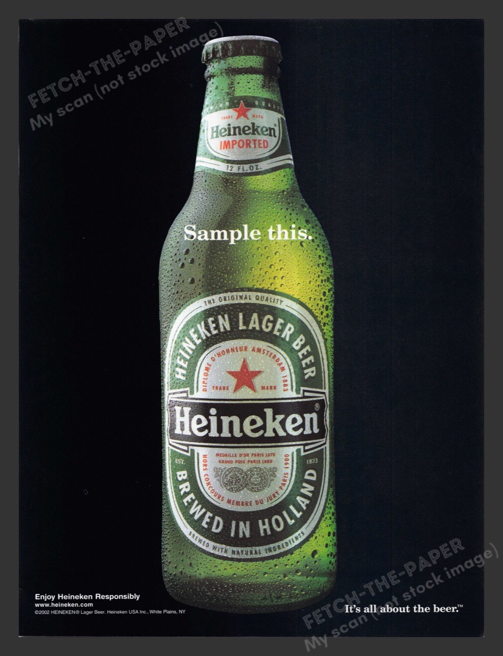 Heineken "Sample This" Beer Bottle 2000s Print Advertisement Ad 2002 | eBay