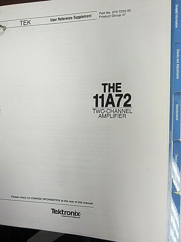 Tektronix The 11A72 Two-Channel Amplifier User Reference Supplement 070 ...