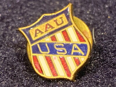 AAU USA Amateur Athletic Union Shield Logo Lapel Pin Blue Red White ...