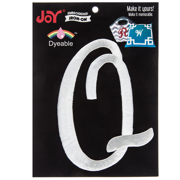 JOY Jumbo Embroidered Iron-On Dyeable WHITE MONOGRAM LETTER - 1 pc | eBay