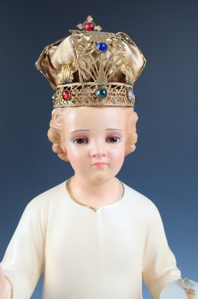 Large Vintage Daprato Infant of Prague 21" Statue Glass Eyes Plaster ...