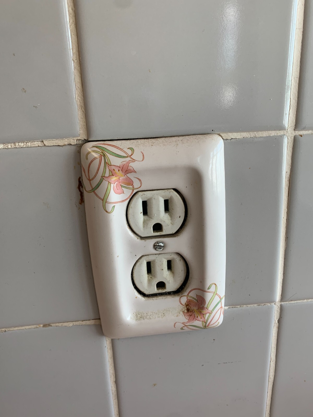 Vintage Ceramic Porcelain Outlet Cover Plate Floral Pink | eBay
