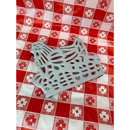 Vintage White Enamel Nesting Hen Trivet | eBay