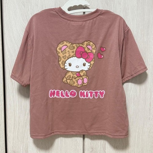 Hello Kitty T-Shirt L Size Leopard Print Heart Faded Pink | eBay