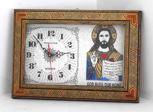 Christian wall clock / wood mosaic frame / Jesus / Home decorative | eBay