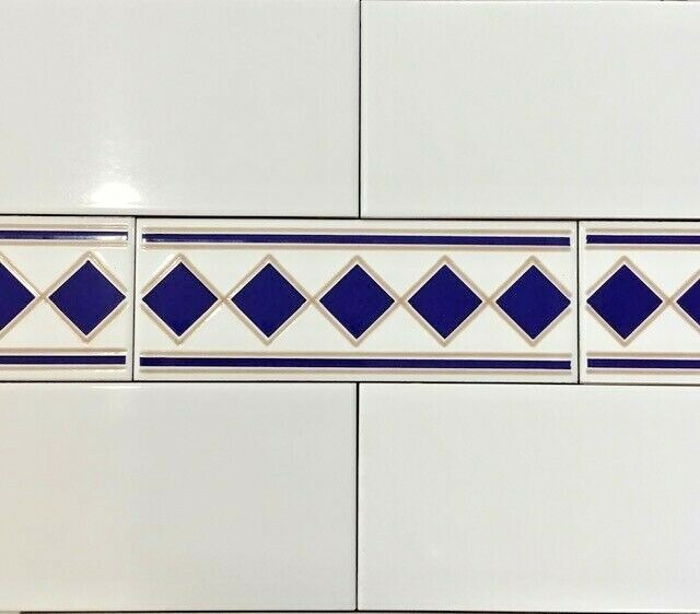 Blue And White Border Tiles Murcia Diamond Pattern Border Wall Tile