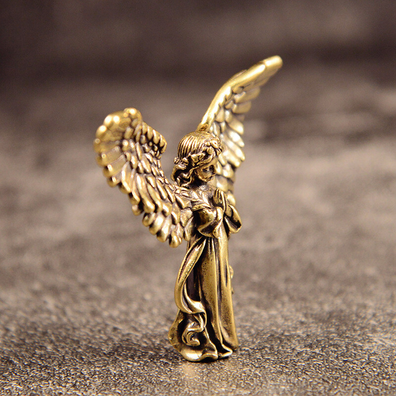 Vintage Brass Blessed Guardian Angel Figurines Miniature Desktop ...