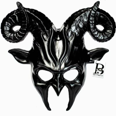 Black Goat Ram Horns Wendigo Pagan Masquerade Mask Devil Goblin ...